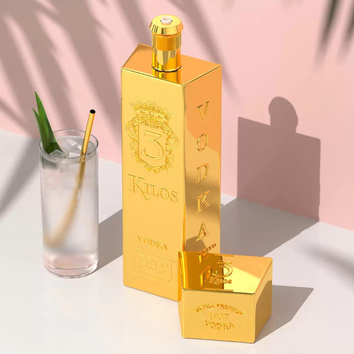 3 Kilos Gold Bar Vodka, 1L - Luxury Vodka In A Gold Bar Shaped Bottle ...